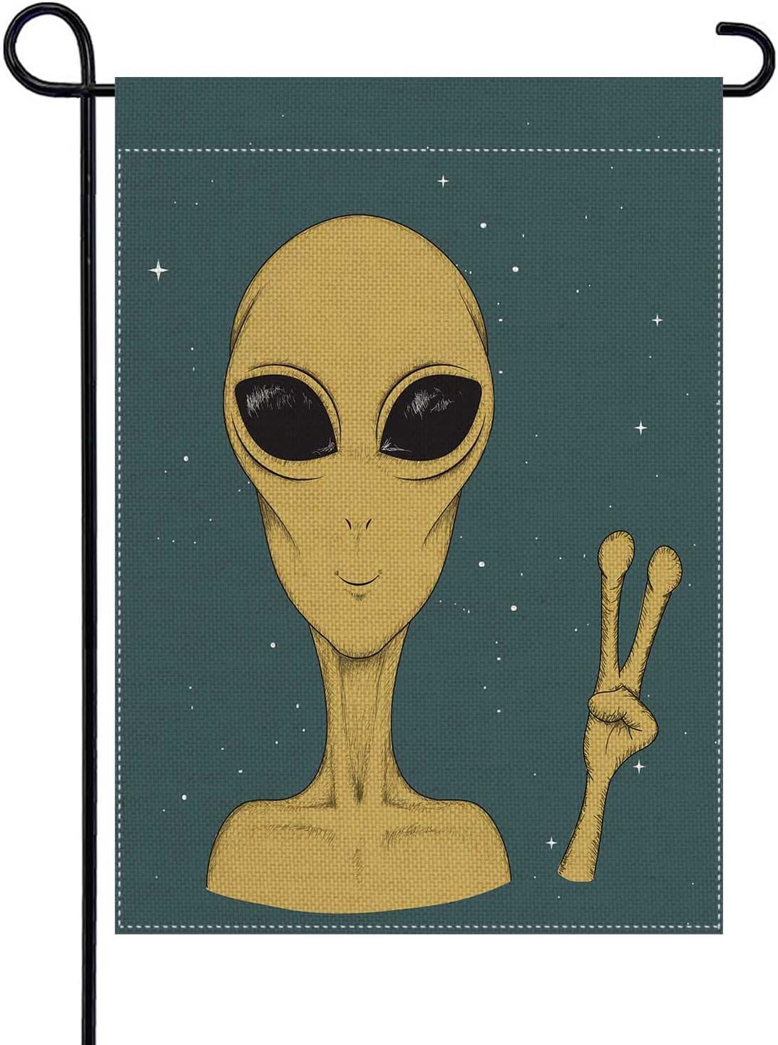 Amazon.com : Uanvaha Alien Burlap Garden Flags 12.5X18 Double Sided ...