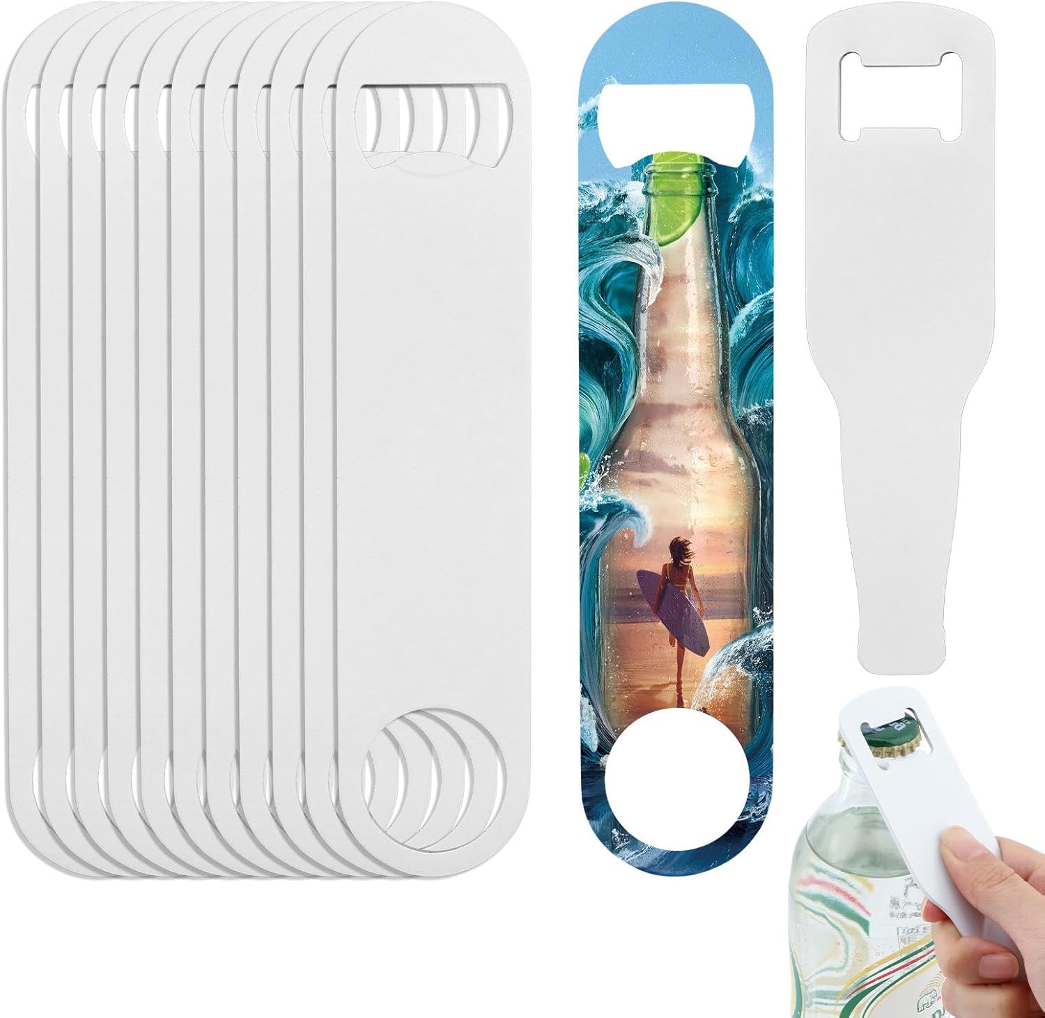 Blank Bottle Openers Set, 1 Single Head + 12 Double Head Blank ...