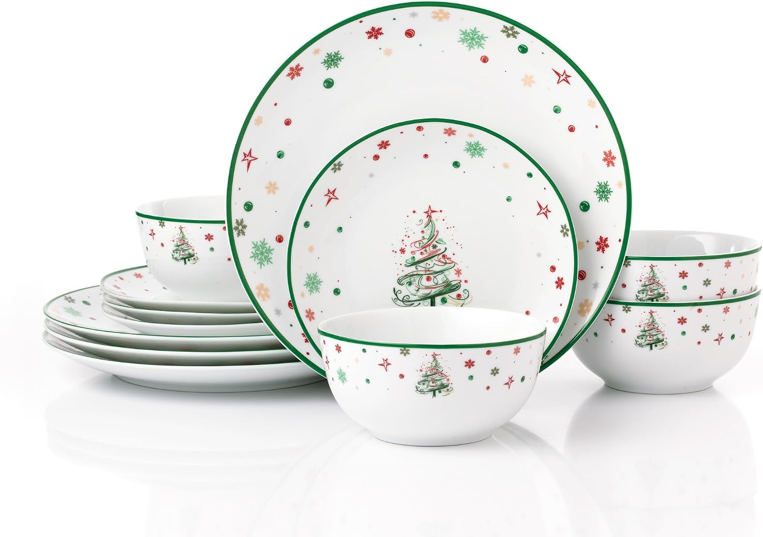 Xmas Tree Porcelain Dinner Set, 12 Pieces : Amazon.co.uk: Home & Kitchen