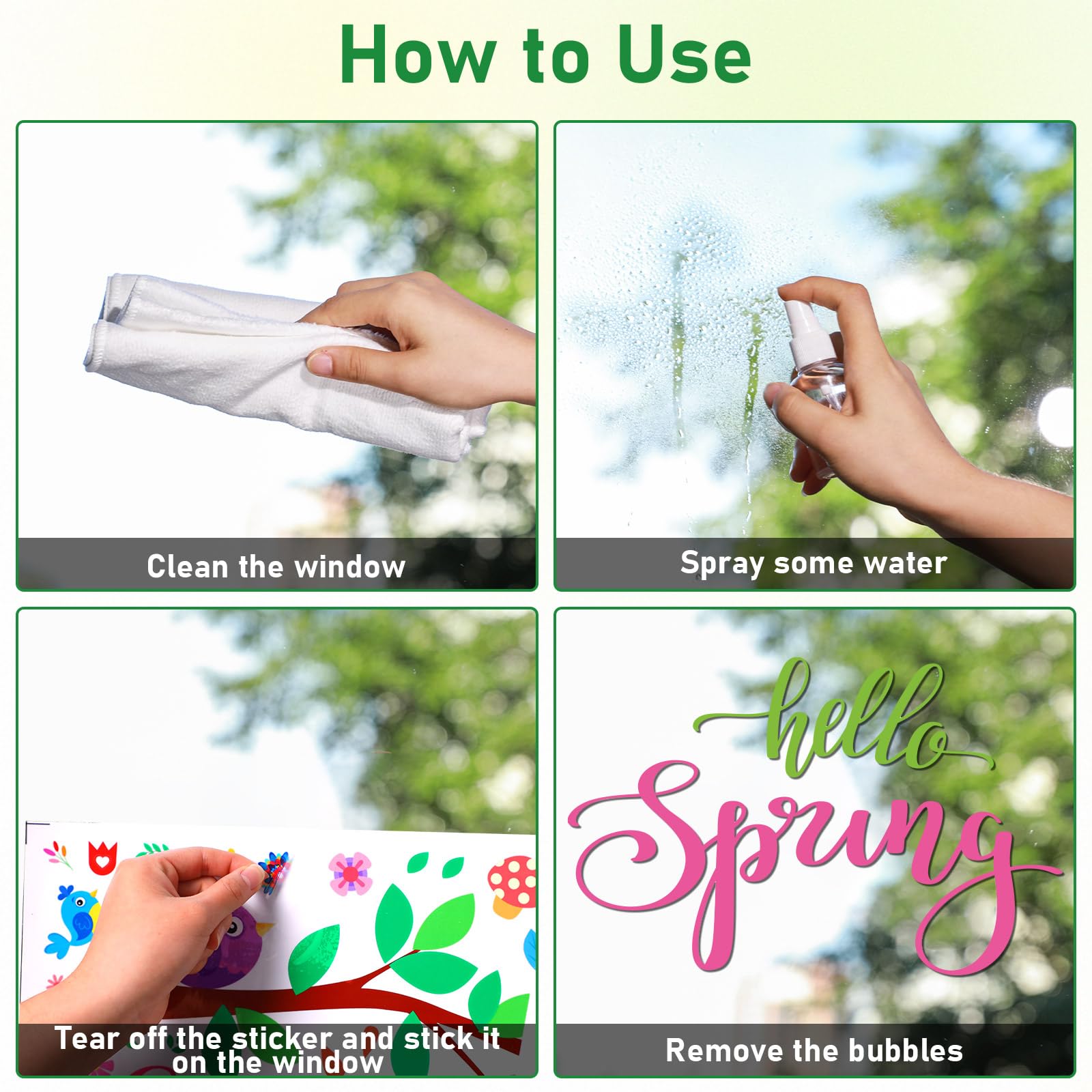 Snapklik.com : ZOiiWA Hello Spring Window Clings Spring Flowers Window ...