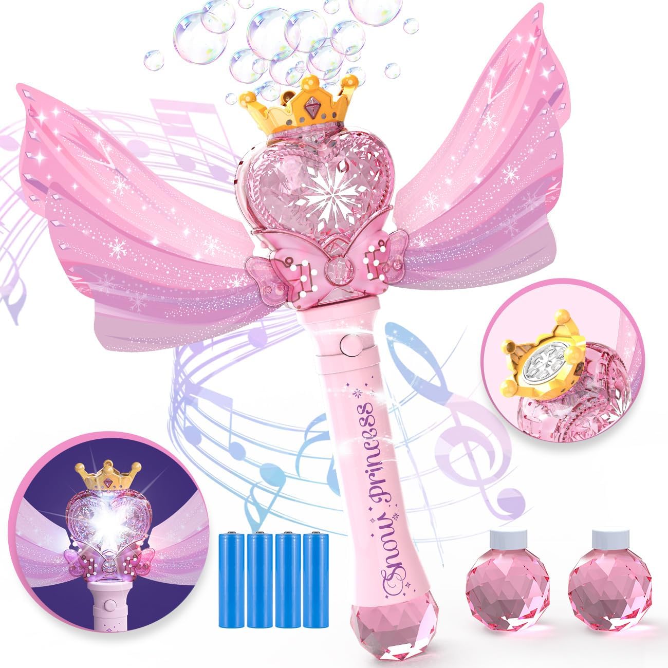 Bubble Wand for Kids Girls - Automatic Bubble Machine with LED Light ...