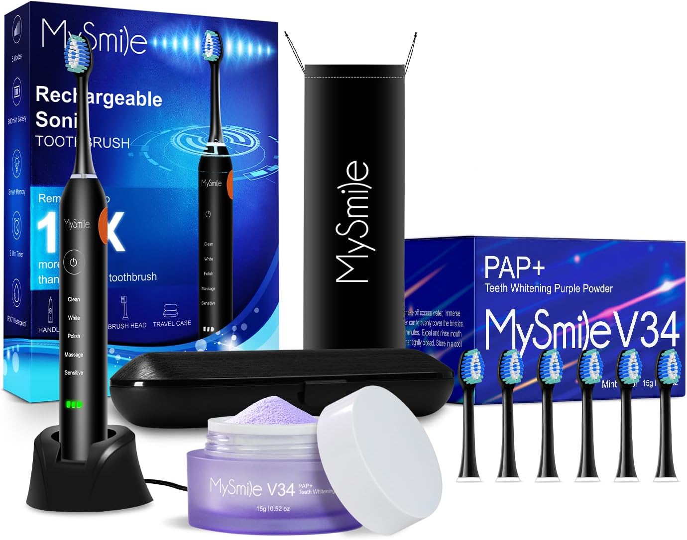 Amazon.com: MySmile Electric Toothbrush and Tooth Powder, Rechargeable ...