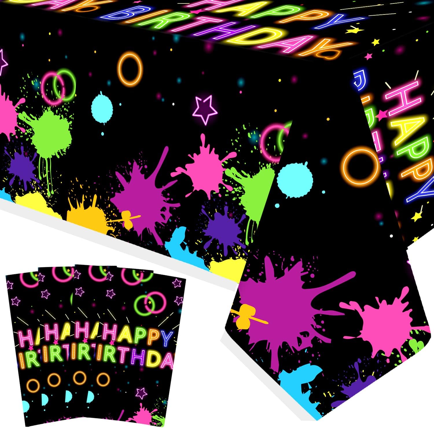 Amazon.com: 4 Pack Glow Table Covers - Neon Tablecloths Disposable ...
