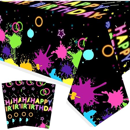Amazon.com: Ywediim 4 Pack Glow Party Tablecovers Neon Party ...
