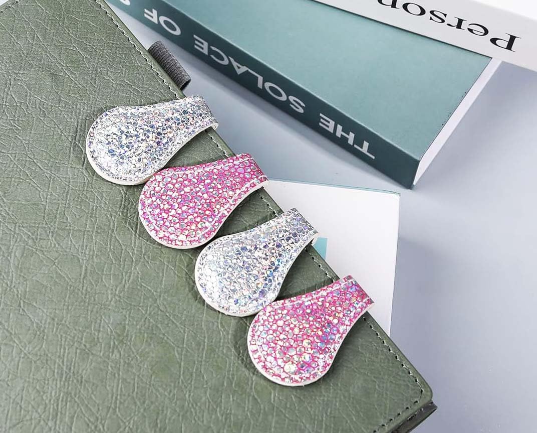 Amazon.com: 3 PCS Sparkling Leather Magnetic Bookmark, Bling Bookmark ...