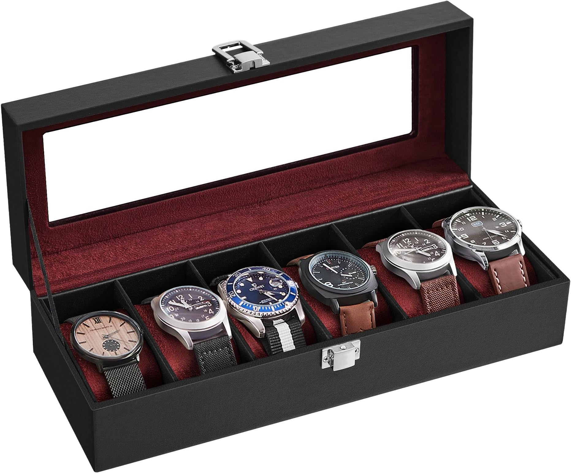 Amazon.com: SONGMICS 2 Items Bundle - Watch Boxes, 12-Slot Watch Box ...