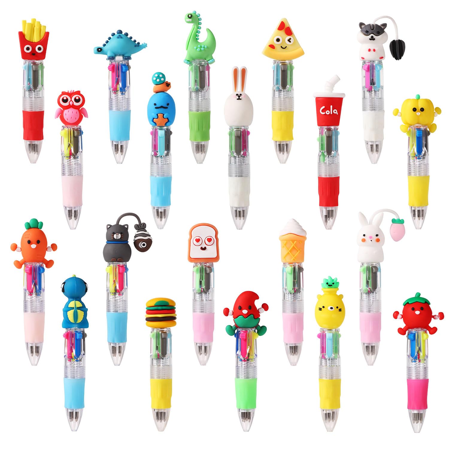 20pcs Cute Multicolor Pens, 4-in-1 Mini Multicolor Pens Assorted Fun ...
