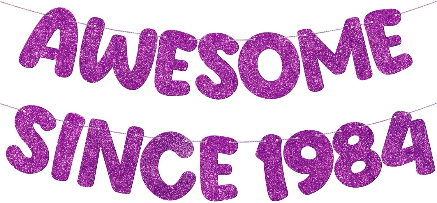 Amazon.com: Fulmoon Pre-strung Awesome Since 1984 Banner Glitter Happy ...
