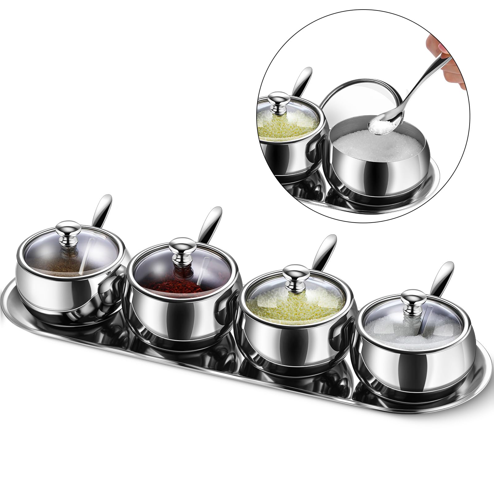 Amazon.com | FoldTier 4 Pcs 10oz 304 Stainless Steel Seasoning Pot Set ...