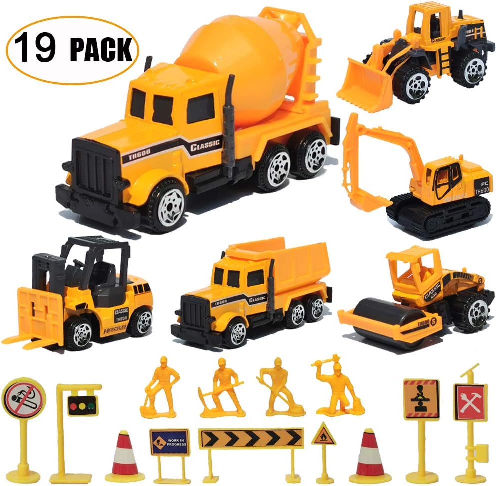 19 Pack Construction Toys,Mini Diecast Cars Play Sets Dumper,Bulldozers ...