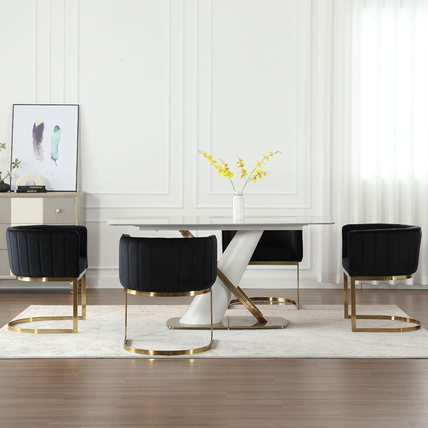 Amazon.com - DM Furniture Modern Velvet Dining Chairs Set of 4 ...