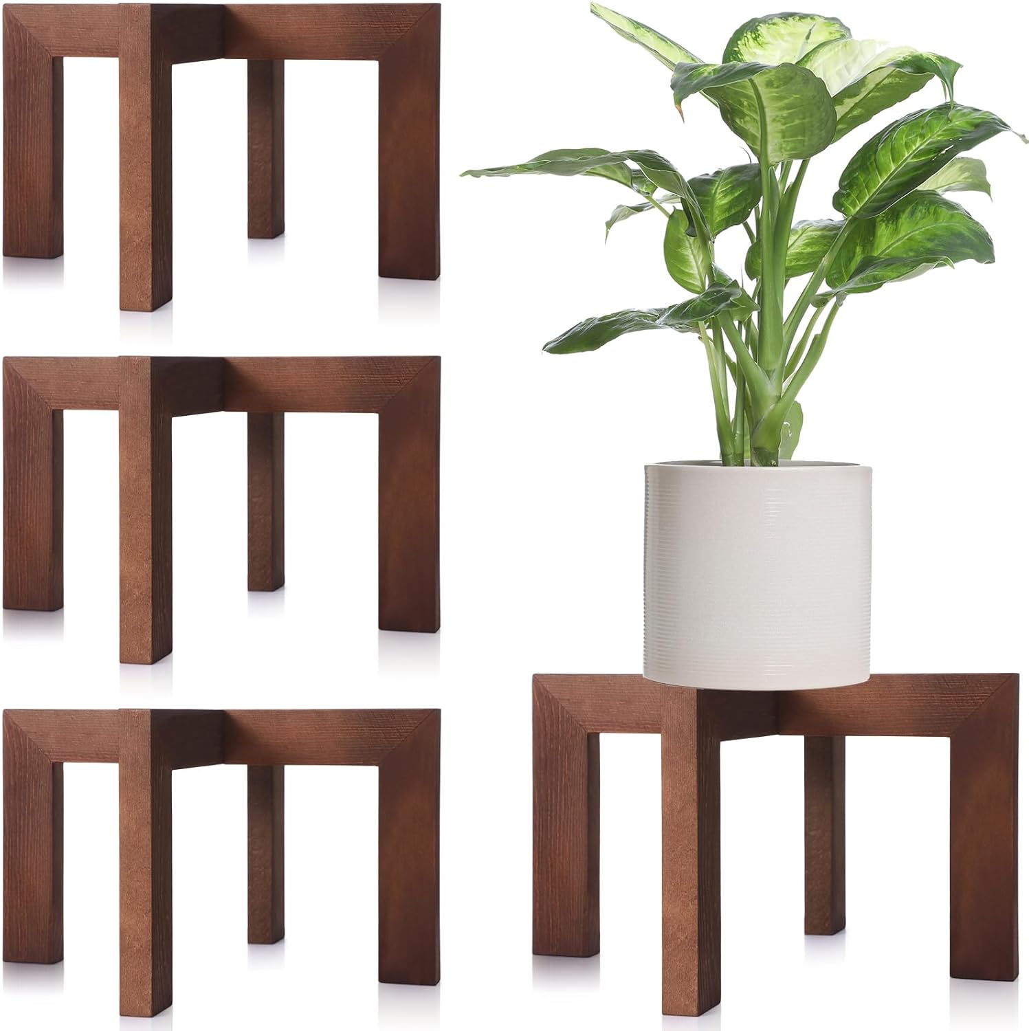 Amazon.com : Barydat 4 Pack Wood Plant Stand Indoor Holders for Plants ...