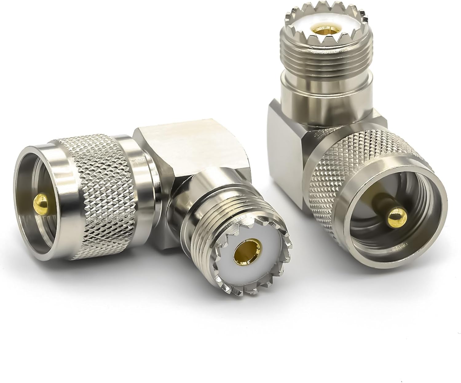 Amazon.com: 2PCS PL259 UHF 90 Degree Right Angle Coax Adapter, PL259 Male to SO239 Female Elbow ...