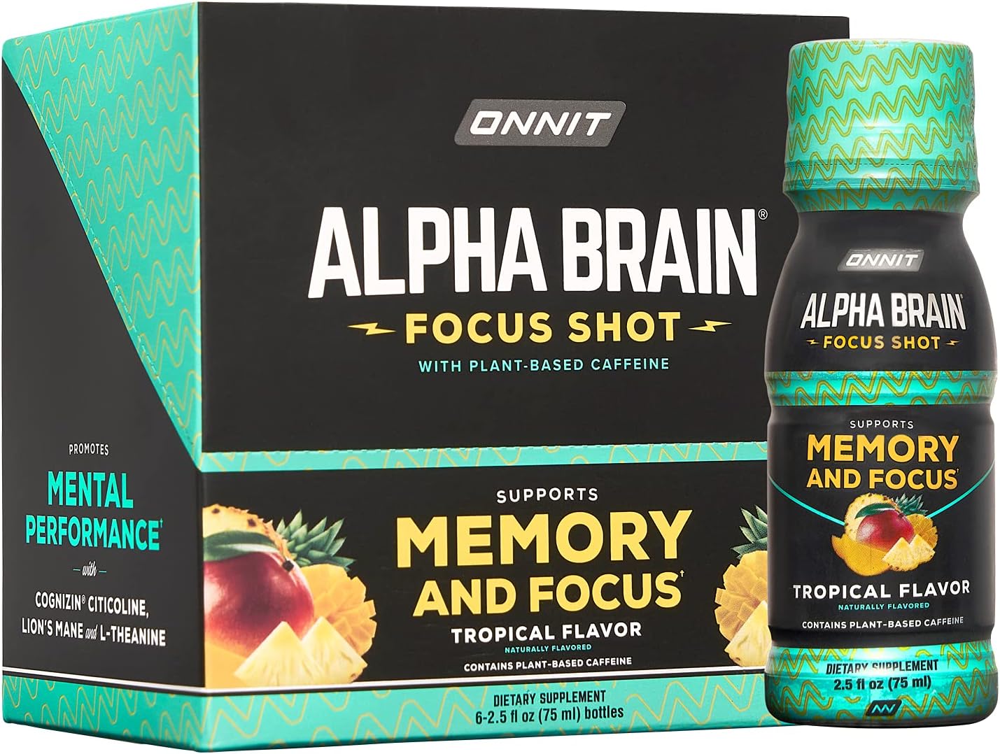 Amazon.com: Onnit Alpha BRAIN Focus Energy Shot Supplement - Energy ...