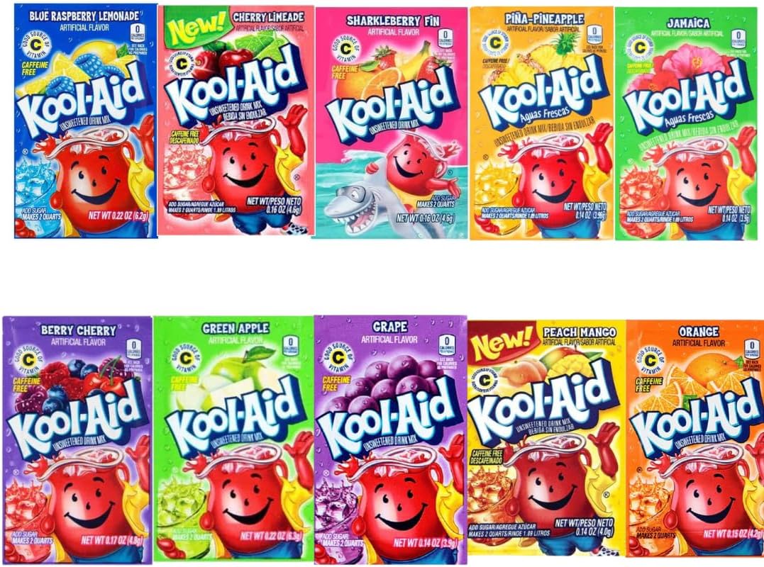 KoolAidDrink Mix 10 New Rare Flavours Value Pack 3.6g Makes 2 Quarts ...