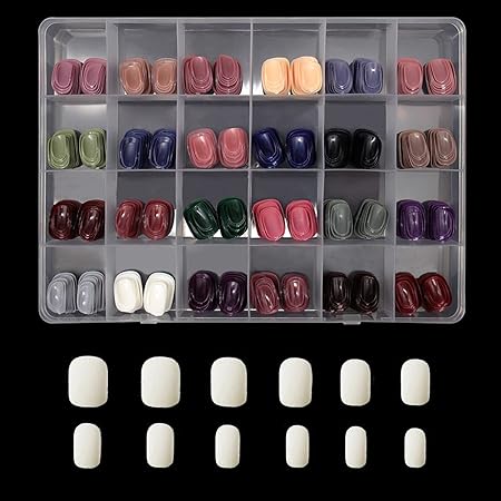 Amazon.com: Short Press on Nails, FANDAMEI 24 Packs 576PCS Short Round ...