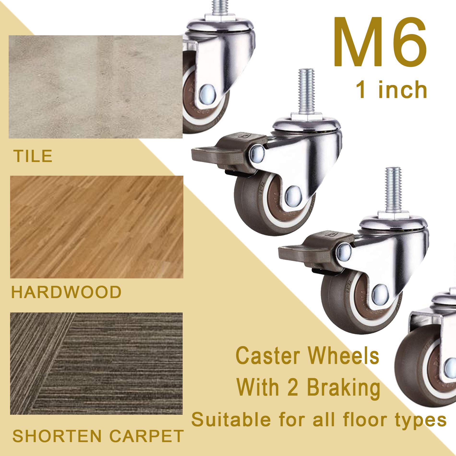 Snapklik.com : EMCOMS 1 Inch Small Wheels Trolley Swivel Caster Tiny ...