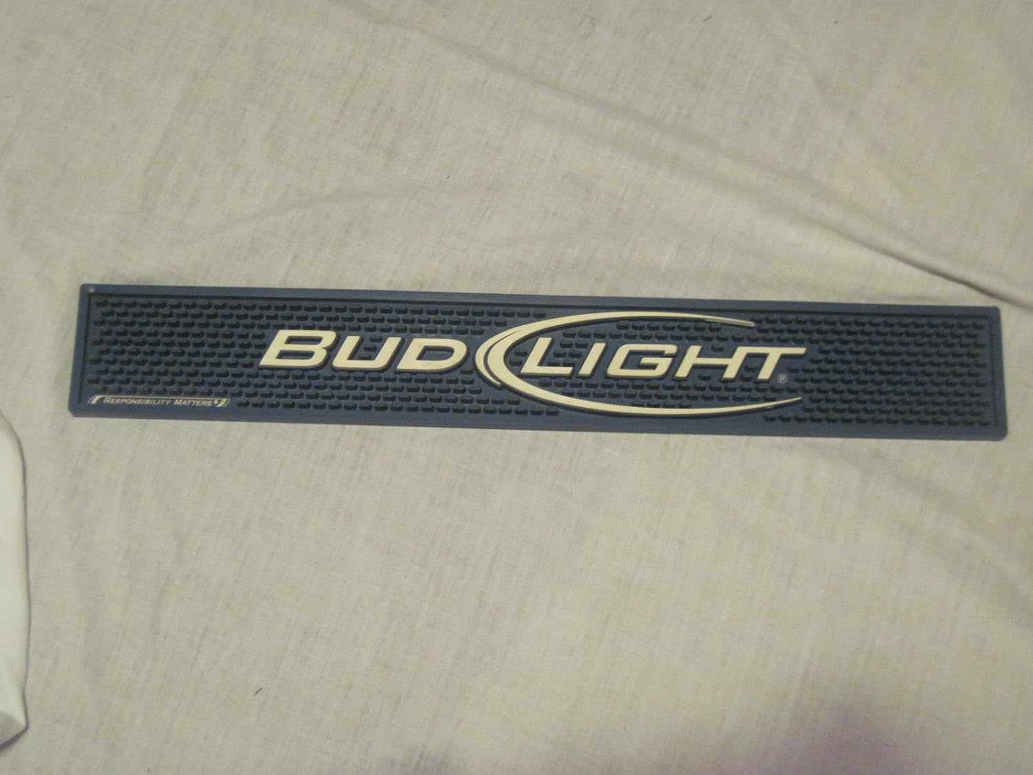 Amazon.com : - Official Rare Bud Light Bar Mat - Blue with White ...