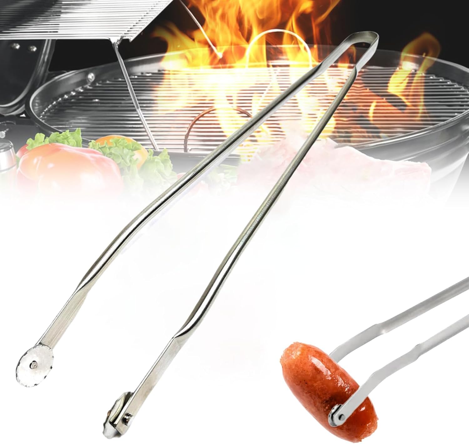 Amazon.com: Bbq Sausage Turning Tongs For Cooking,Stainless Steel Bbq ...