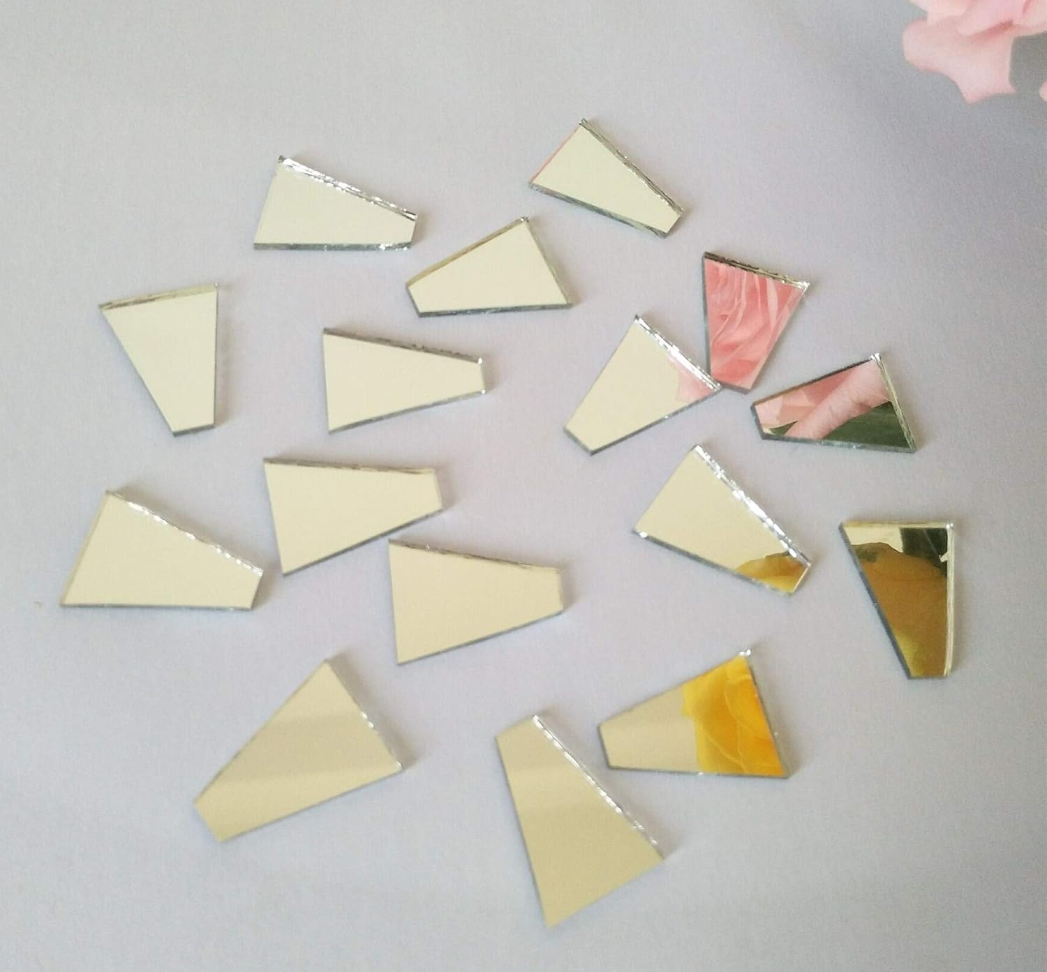 100PCS Trapezoid Glass Mirror Mosaic,Mosaic Silver Real Mirror Glass ...