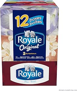 Amazon.com: Royale Original 2 Ply Facial Tissue, Soft & Strong, 12 ...