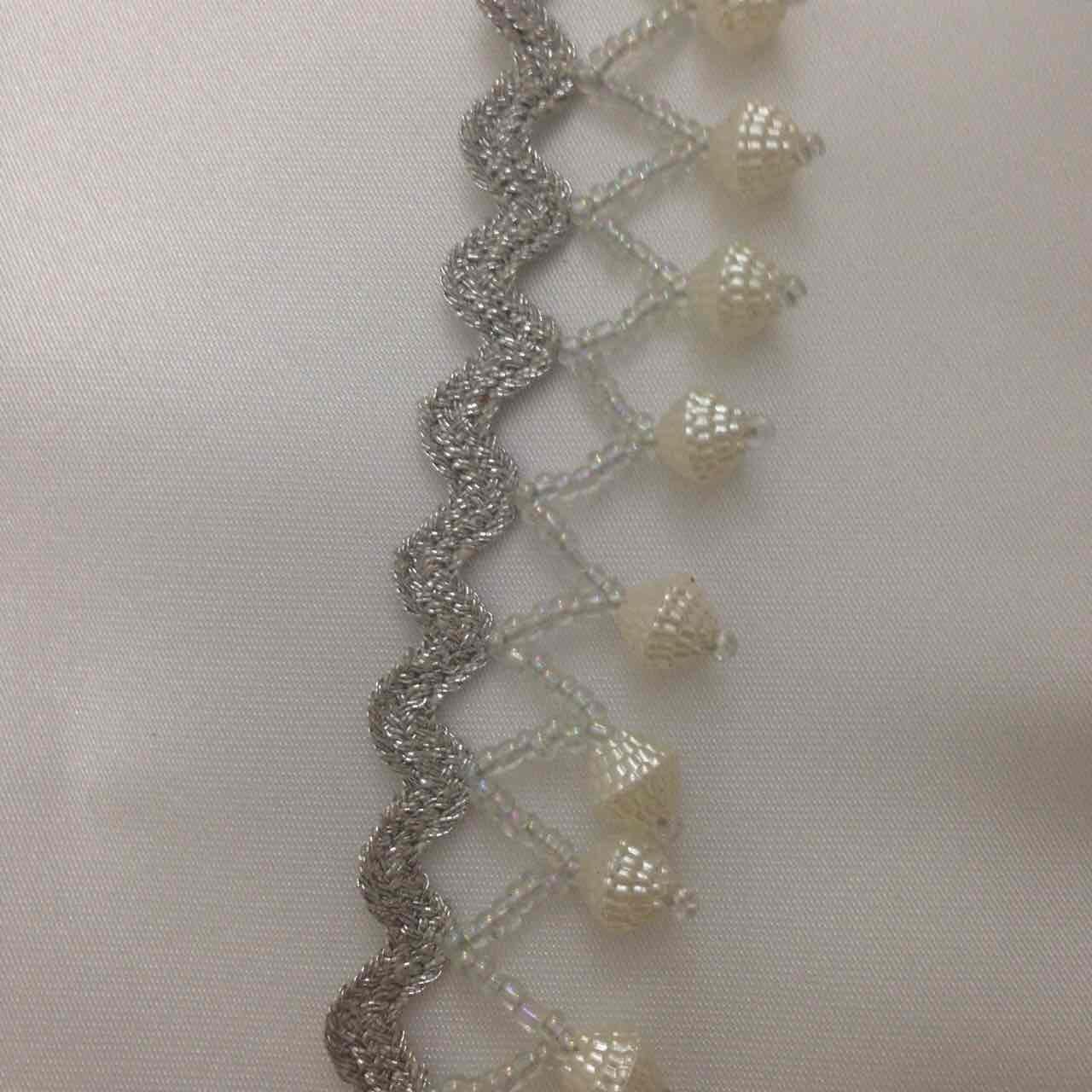 Silver Teardrop Beaded Trimming Fringe Lace Edging Ribbon Wedding ...