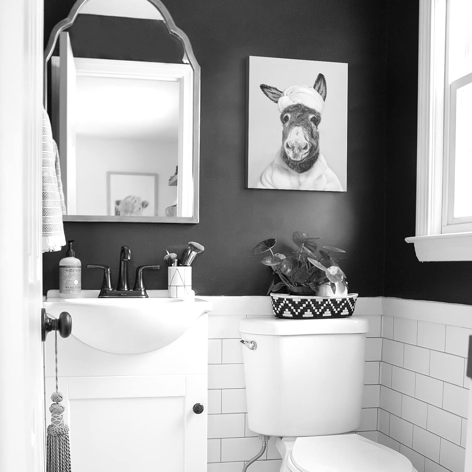 Kasluolo Arte de pared de retrato de burro para baño, cuadro de burro ...