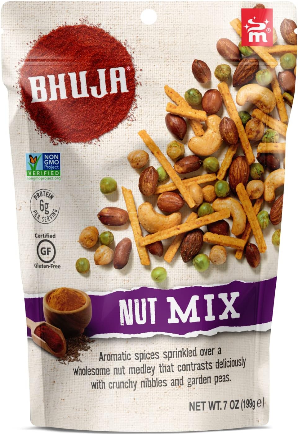 Amazon.com : Bhuja Original Mix, 7-ounce Bags (Pack of 6) : Trail Mixes ...