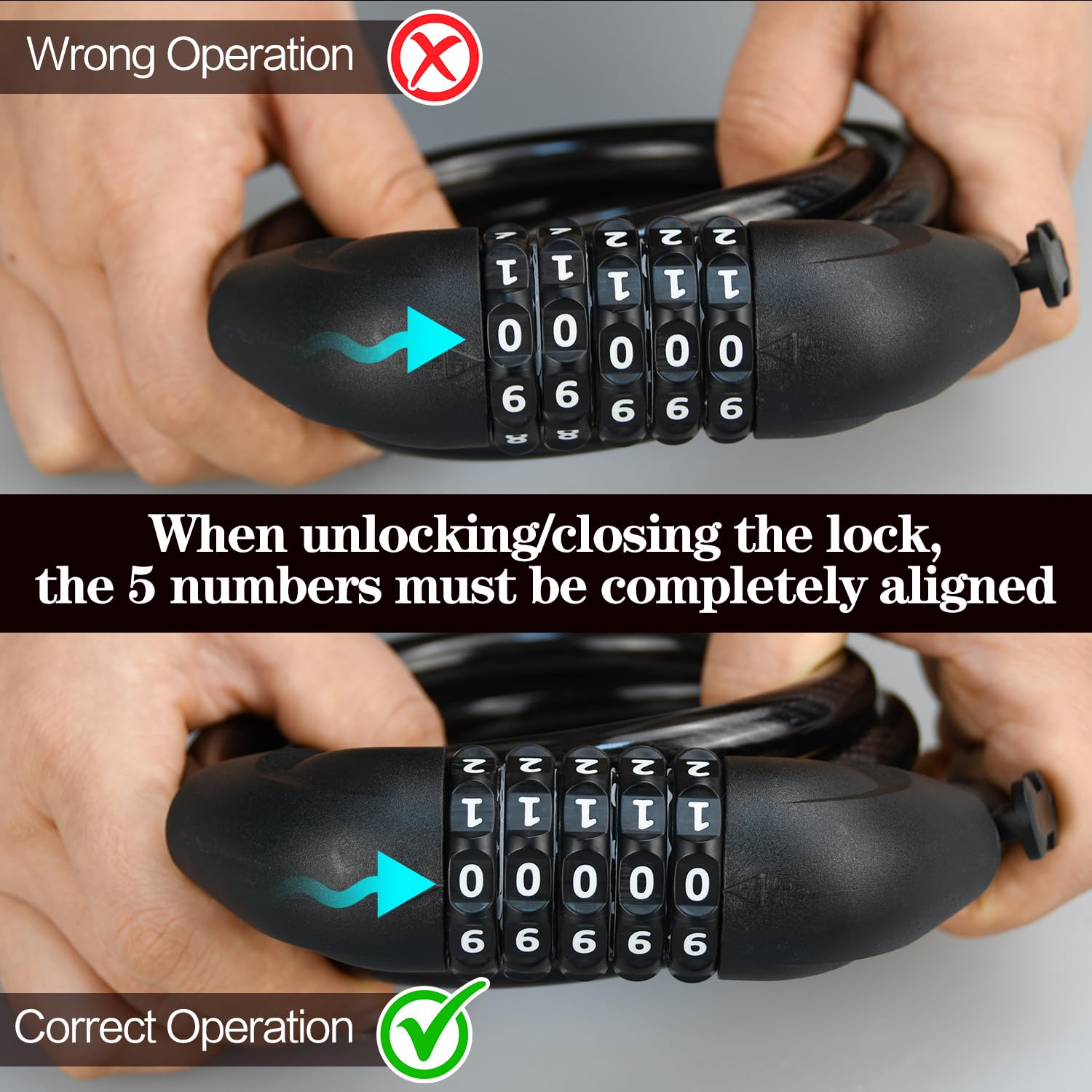 Snapklik.com : Bike Lock Cable, 1 Pack 4ft Combination Bicycle Lock