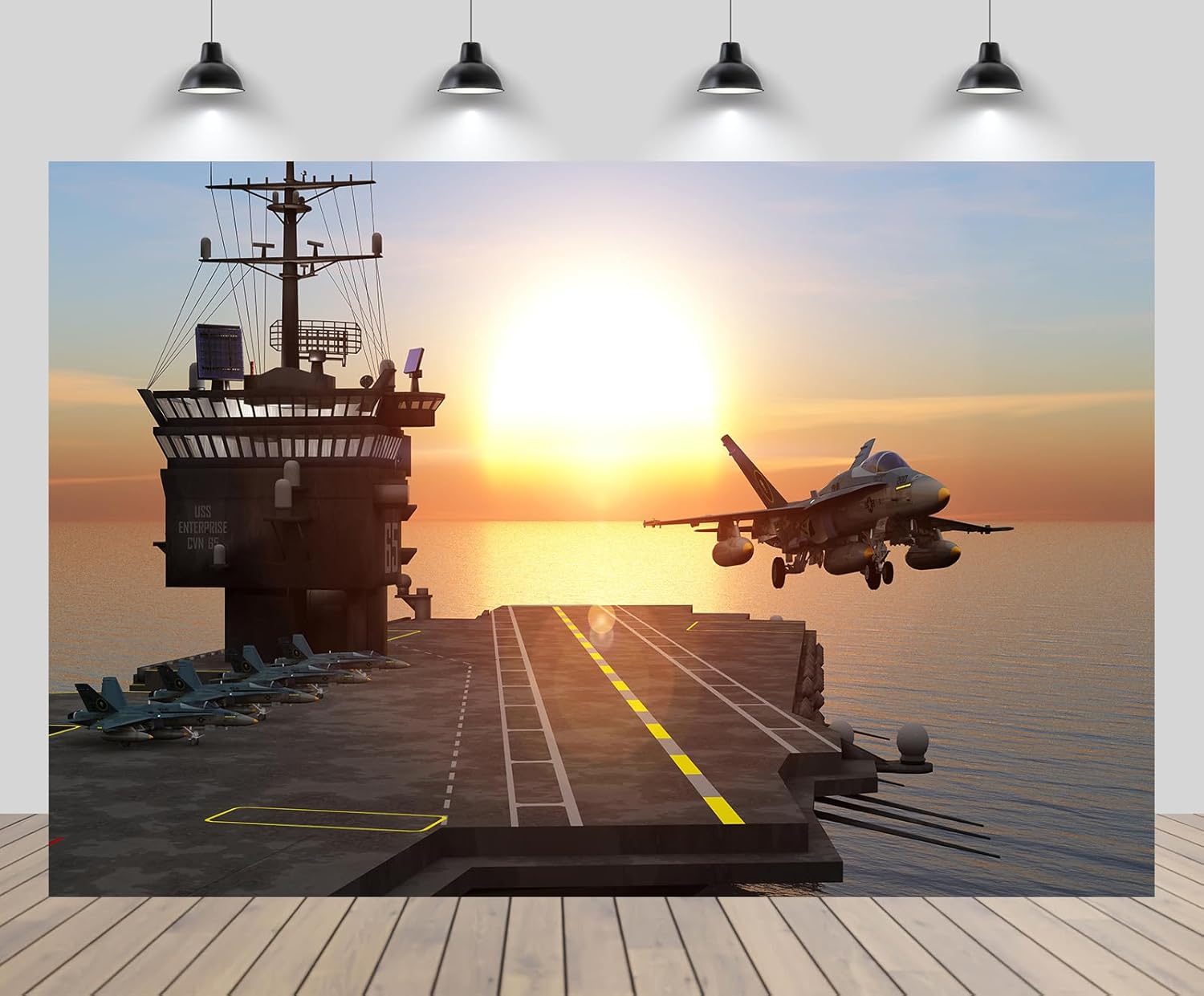 Amazon.com : CHNYWORK 7x5ft Aircraft Carrier Backdrop Military Fighter ...