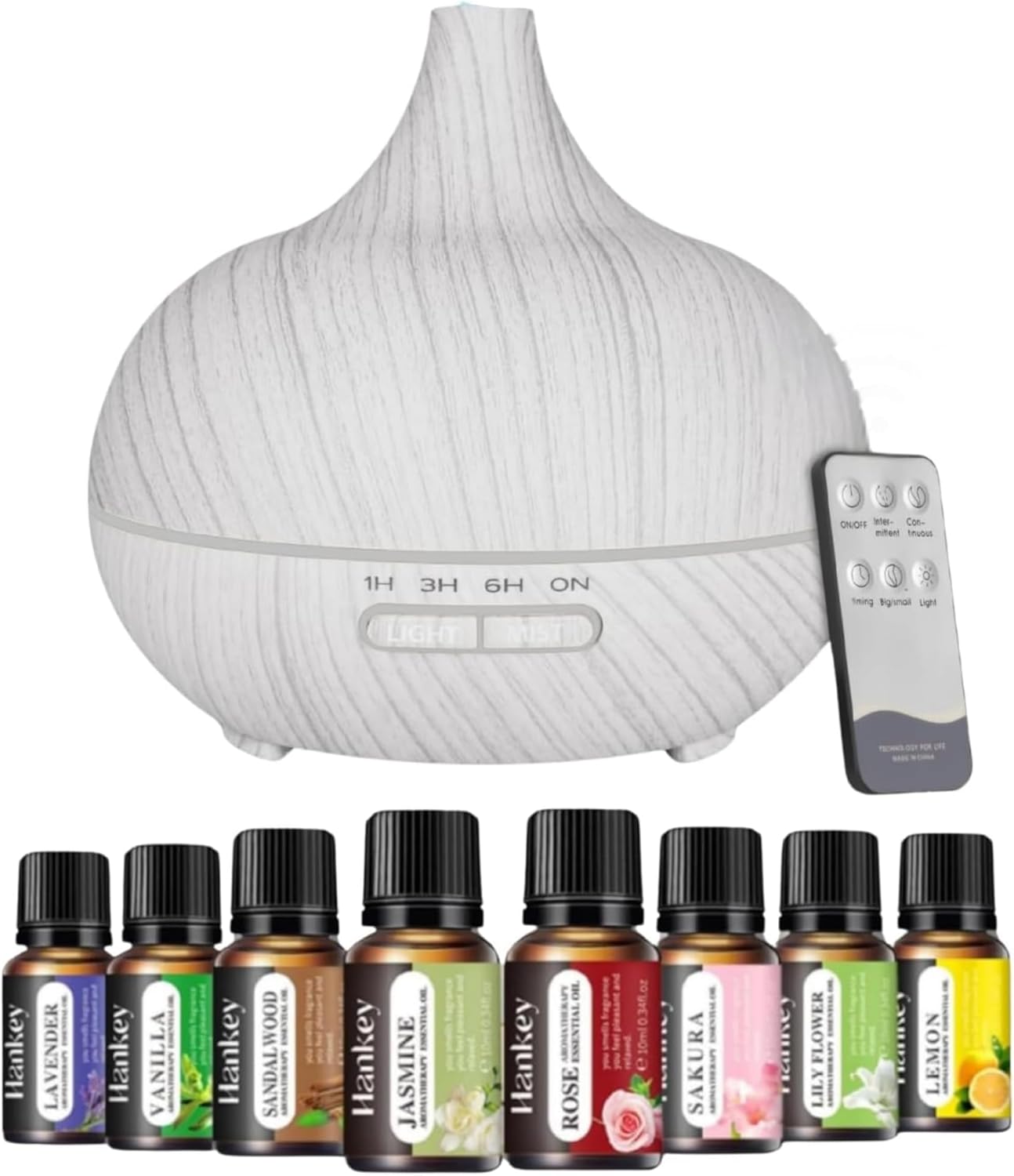 Nest & Nibble 500ML Essential Oil Diffuser White Wood + 8 Oils ...