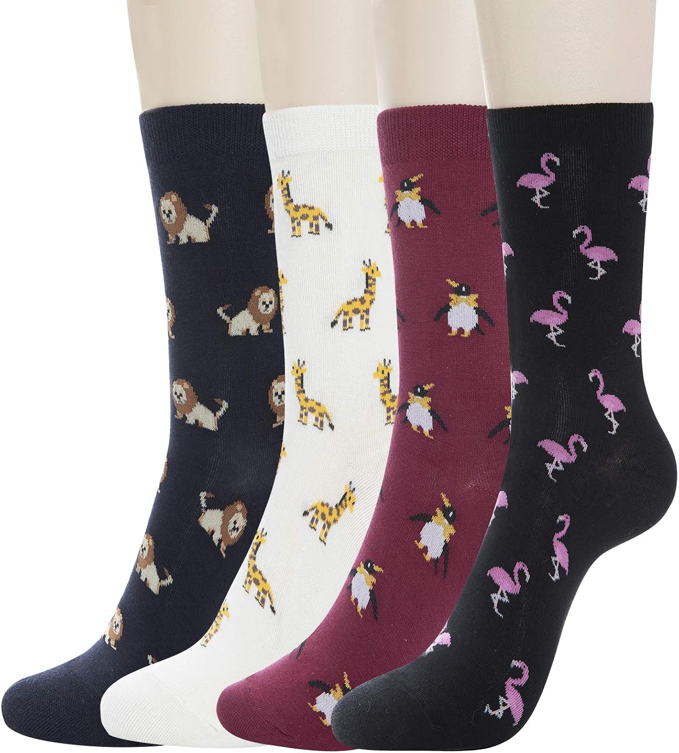 Amazon.com: KONY Fun Animal Socks for Women - Flamingo Lion Giraffe ...