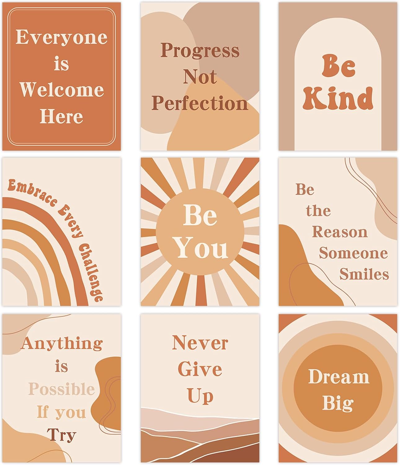 Amazon.com: Whaline 9Pcs Boho Inspirational Classroom Posters Positive ...