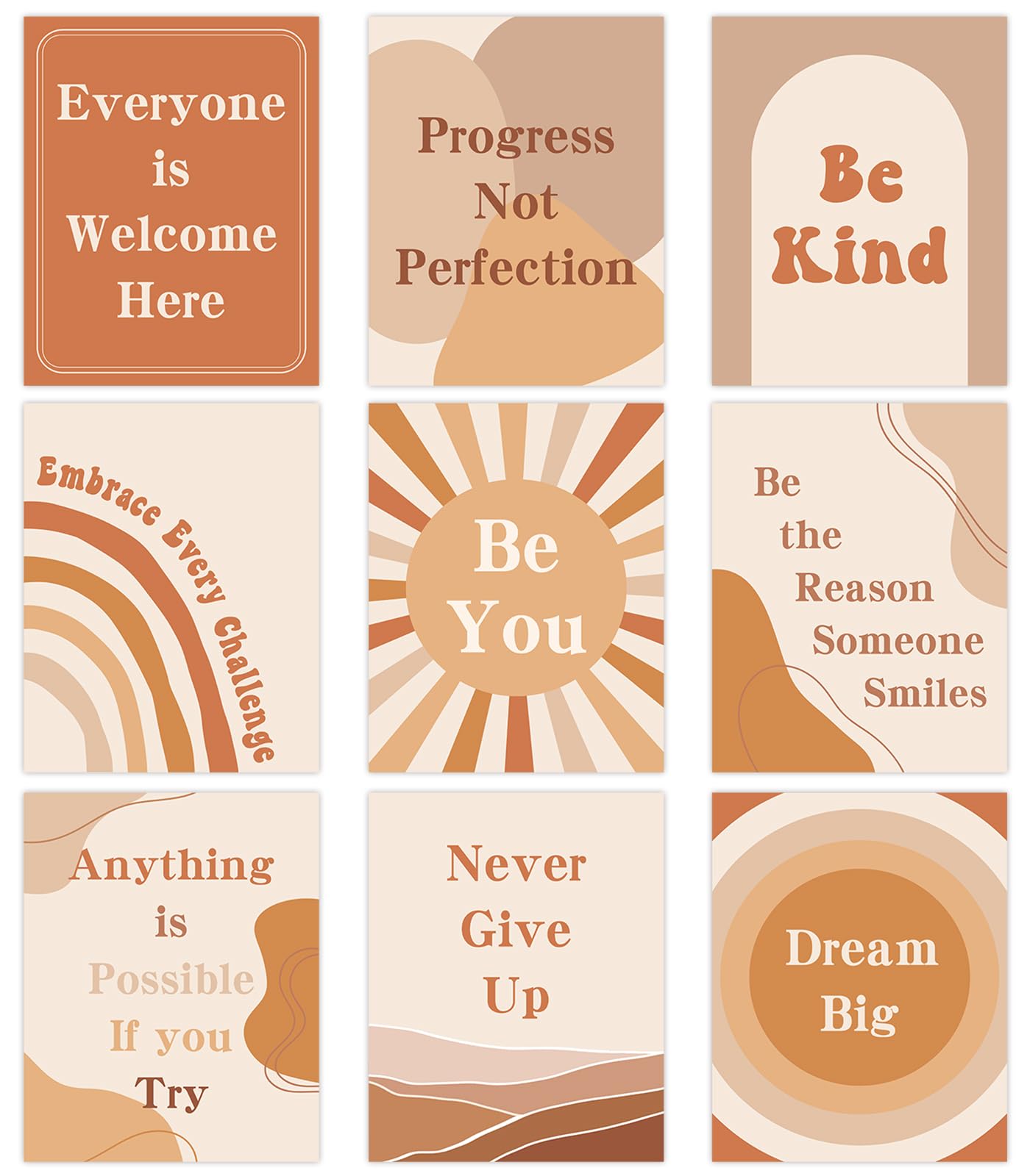 Amazon.com: Whaline 9Pcs Boho Inspirational Classroom Posters Positive ...