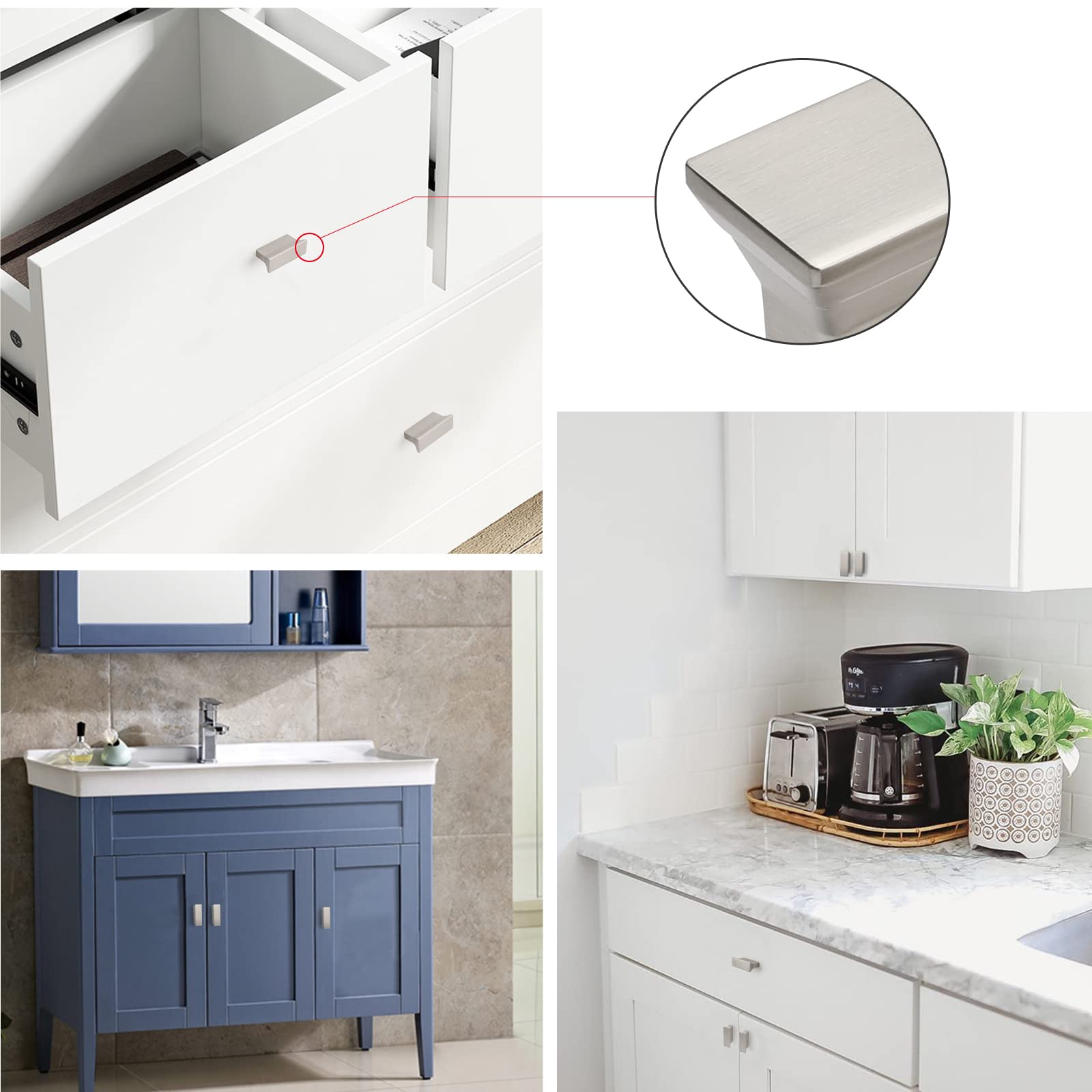 Snapklik.com : 10 Pack Brushed Nickel Cabinet Knobs Silver Cabinet Knobs Kitchen Dresser Knobs ...