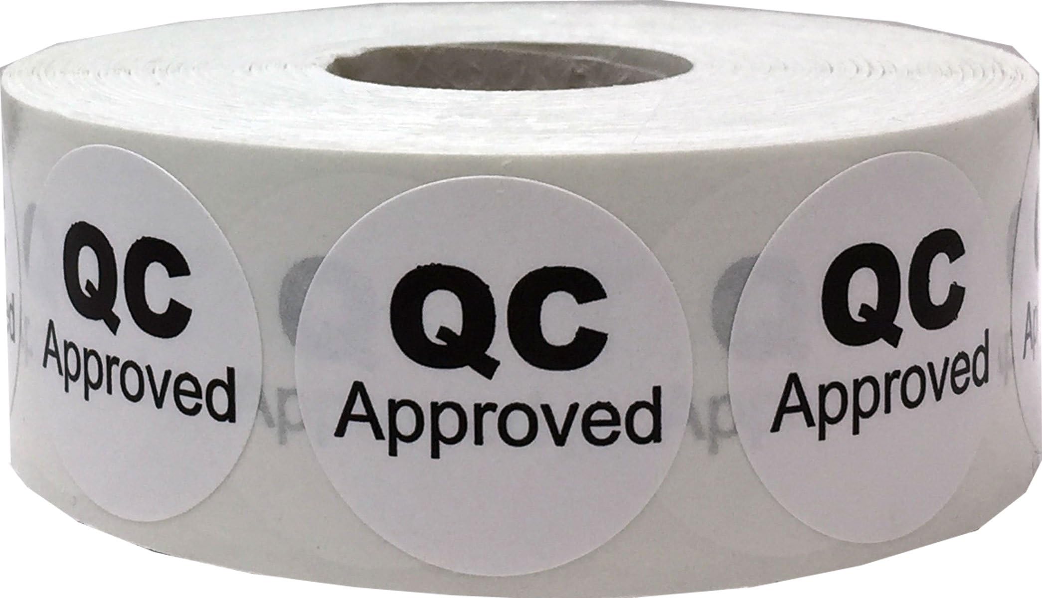 Amazon.com : White Circle with Black QC Approved Stickers, 1 Inch Round ...