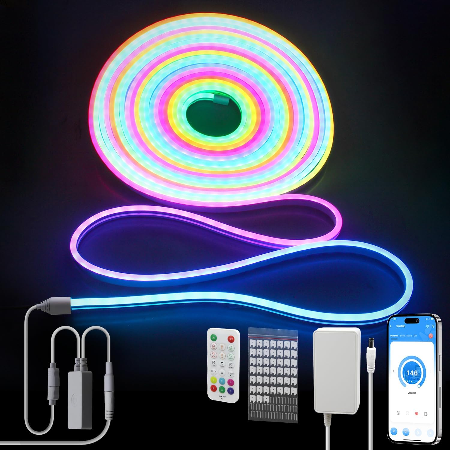 Amazon.com: NOVOSTELLA 20ft RGB Smart LED Strip Lights Kit, Music Sync ...