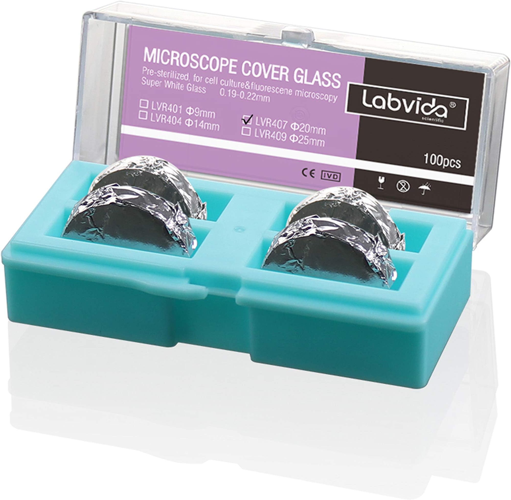 AmScope CS-R18-100 100pc Pre-Cleaned 18mm Diameter Round Microscope ...