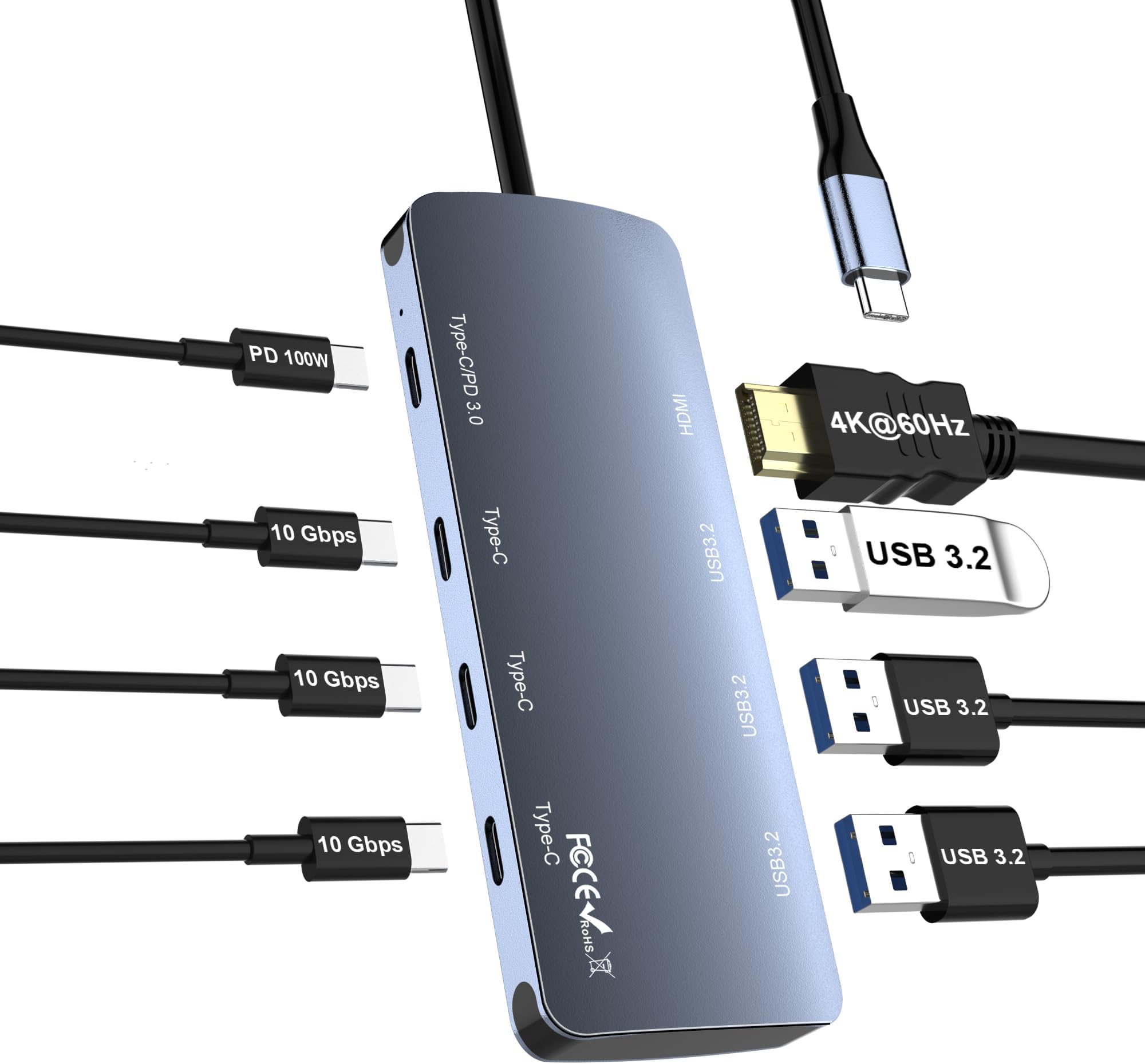 Amazon.com: 8-in-1 USB C Hub 10Gbps Laptop Docking Station, Type C Hub ...