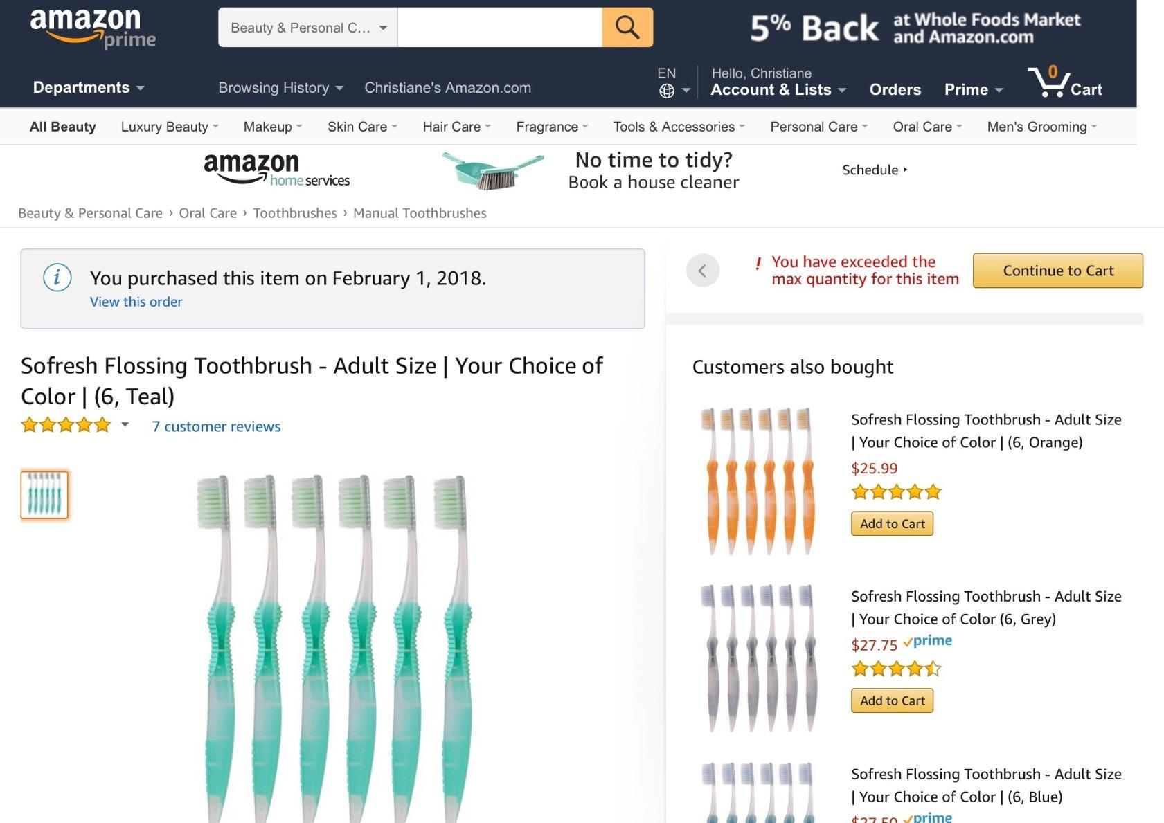 Amazon.com : Sofresh Flossing Toothbrush - Adult Size | Your Choice of ...