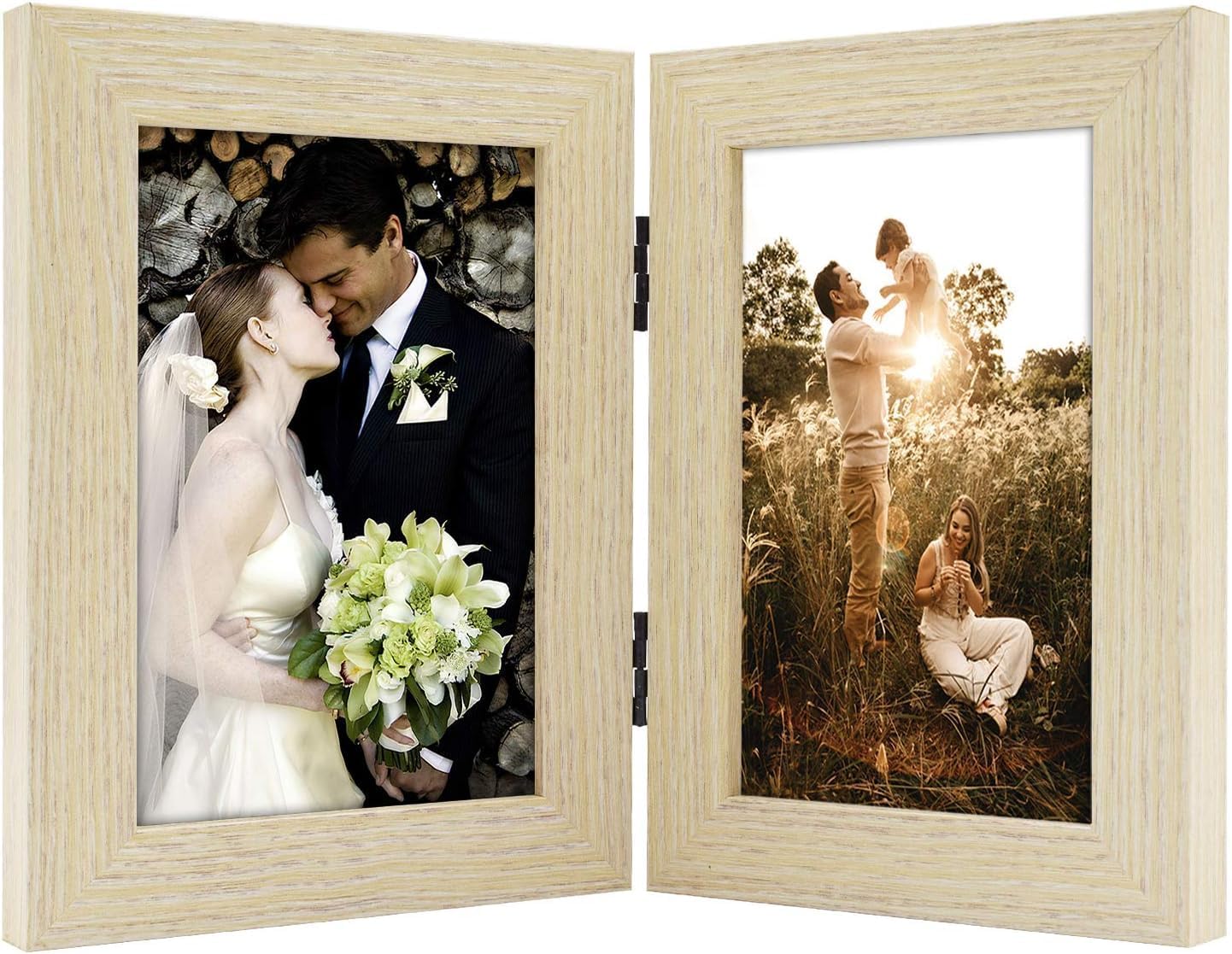 Amazon.com - Golden State Art, 4x6 Double Picture Frame Vertical Hinged ...