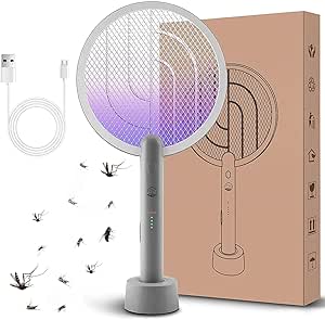 Matamoscas Eléctrico 2 en 1, Compatible con Carga USB, Potente Lámpara ...