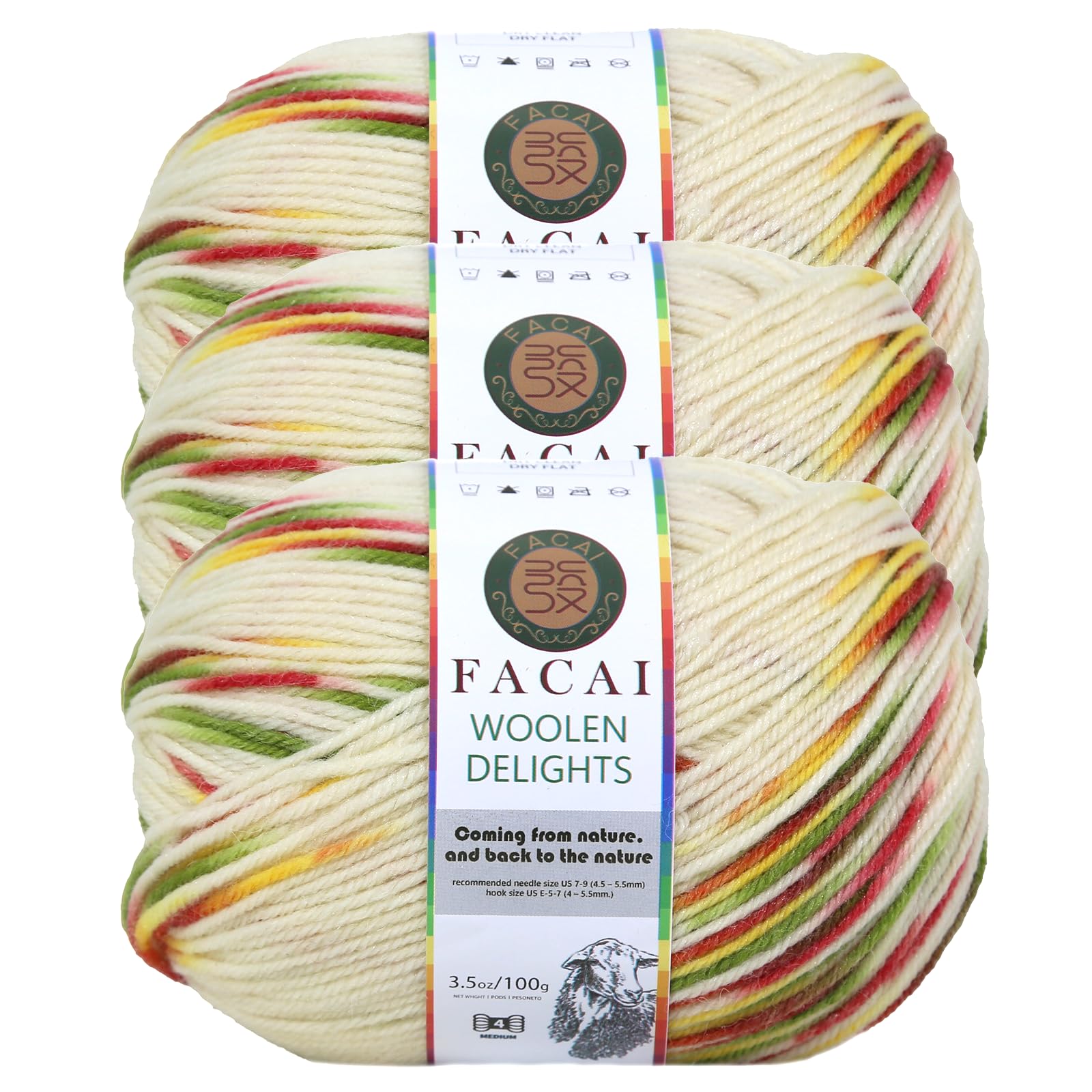 Amazon.com: Facai Blend Merino Wool Yarn for Knitting - Worsted Weight ...