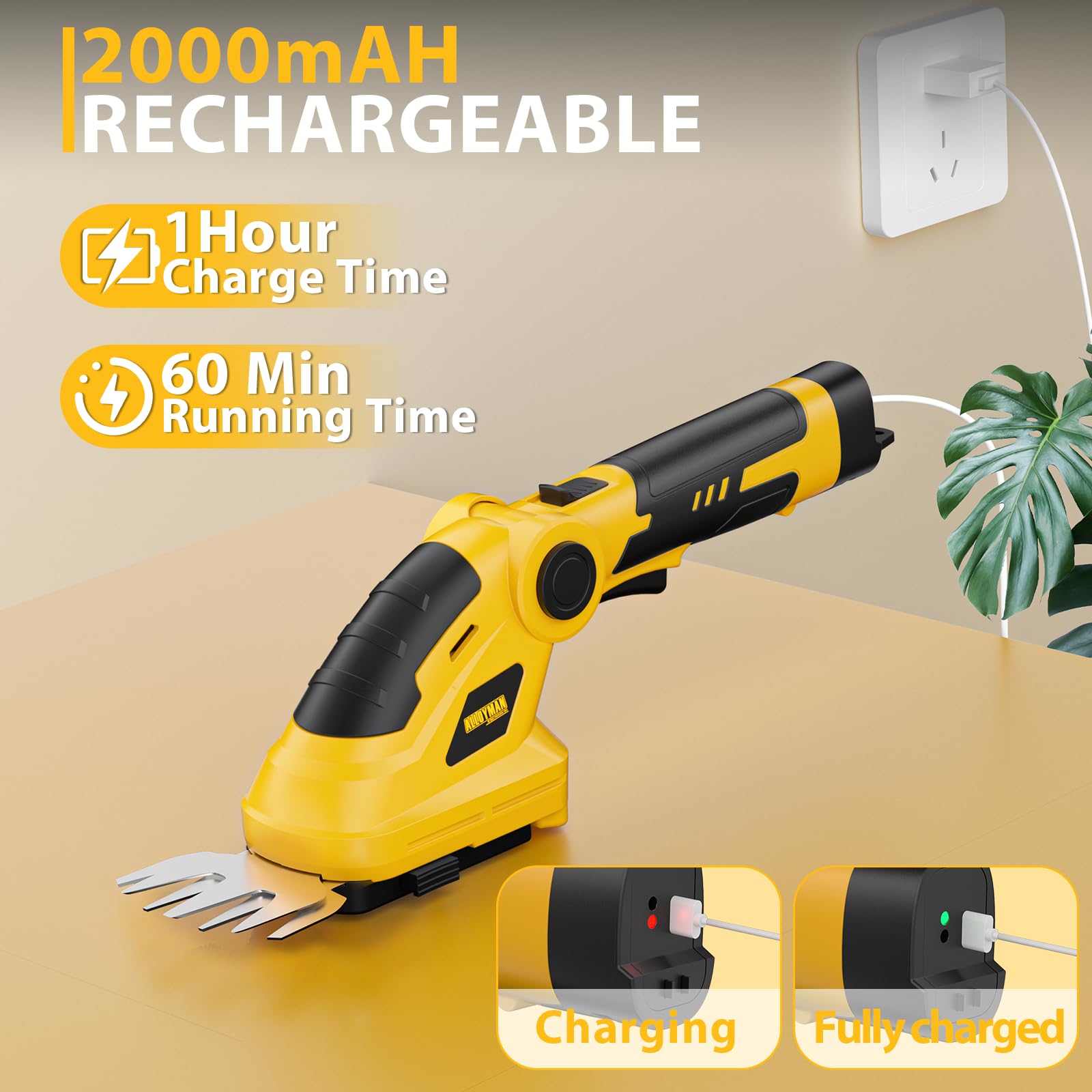 Snapklik.com : Alloyman Cordless Grass Shear & Shrubbery Trimmer,2-in-1 ...