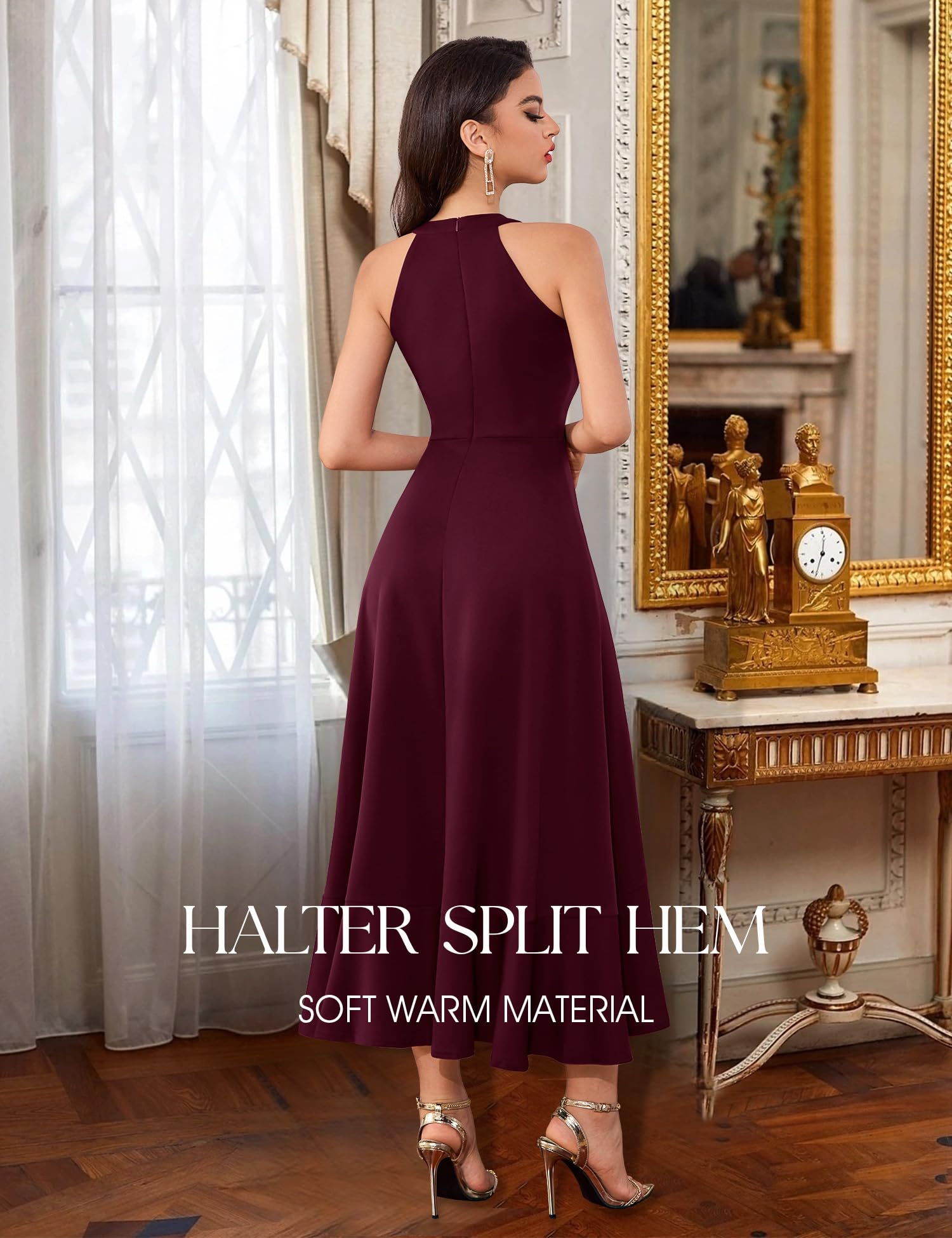 Snapklik.com : Womens Halter Split Hem Party Dress Elegant Long Formal ...