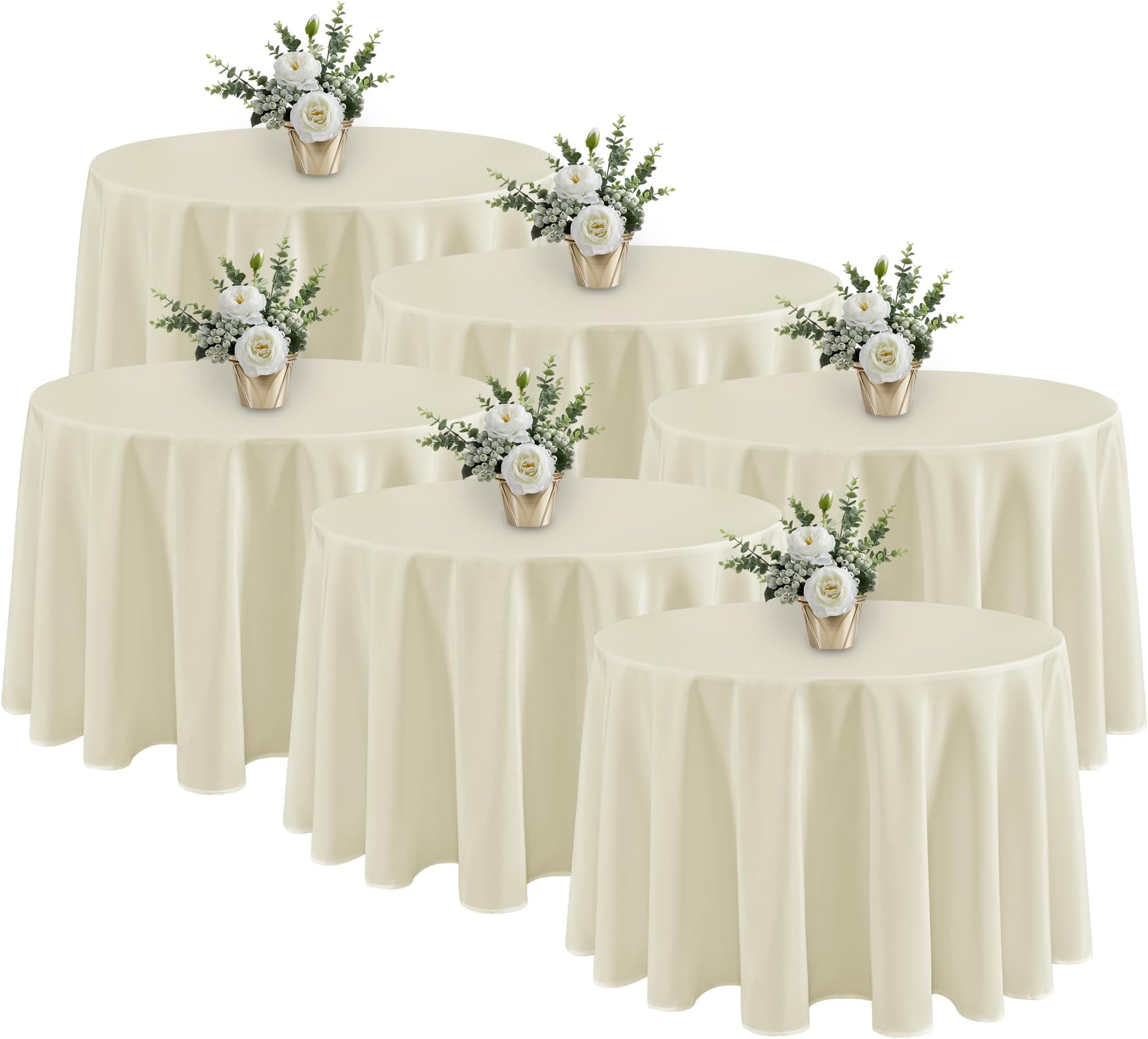 Amazon.com: LTC LINENS Beige Round Tablecloth for 60 Inch Round Table ...