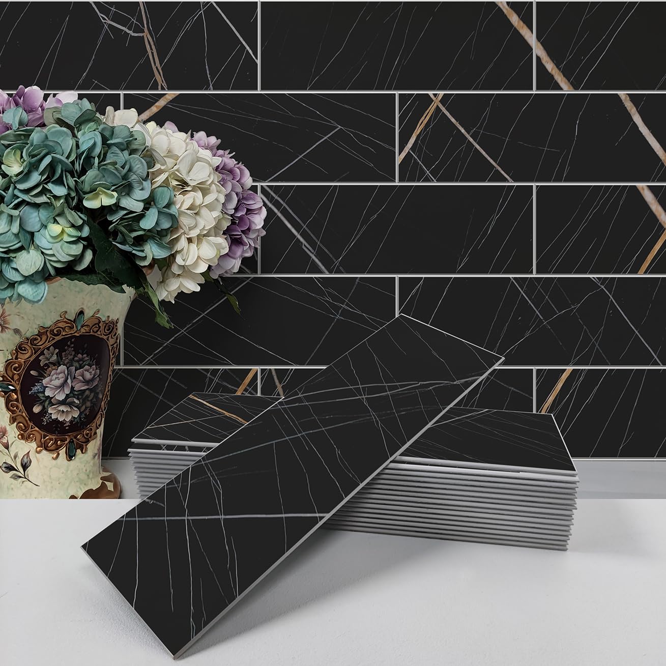 Avant Decor | 24 Tiles | Stone Composite Subway Stone Texture Tiles ...