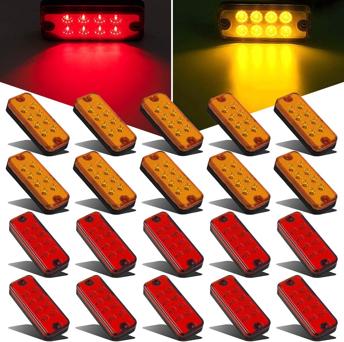 Amazon.com: Partsam 20Pcs 4 Inch Led Rectangular Side Marker Clearance ...