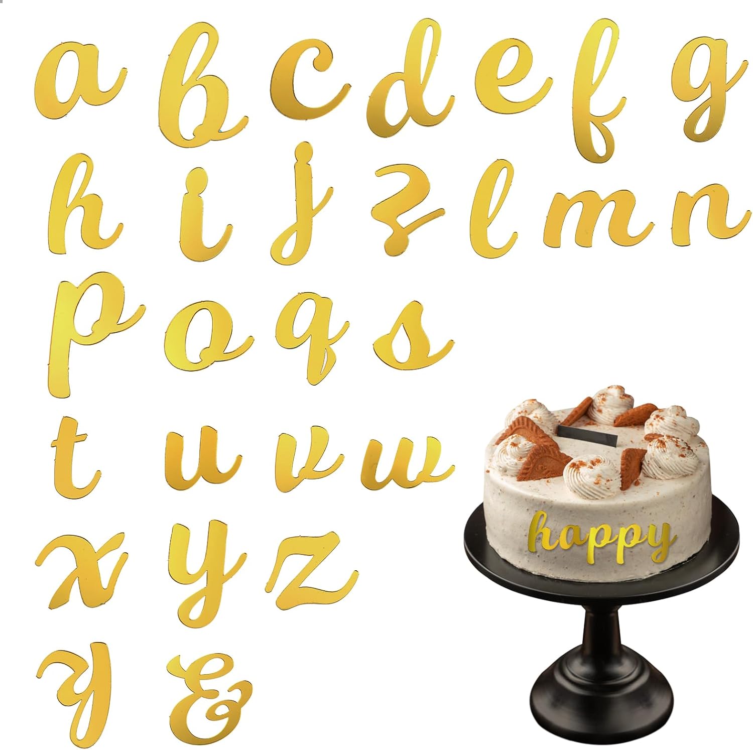 Amazon.com: 26 Pcs Gold Acrylic Letters for Cake, A-Z Cake Alphabet ...