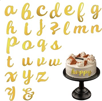 Amazon.com: 26 Pcs Gold Acrylic Letters for Cake, A-Z Cake Alphabet ...